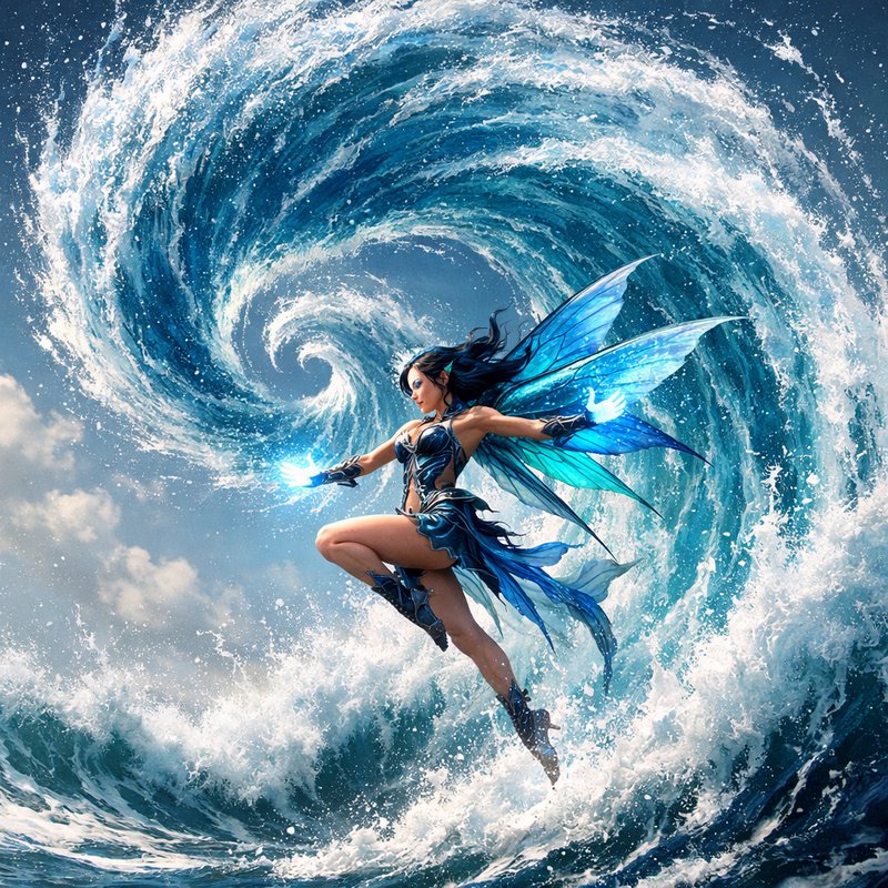 A vivid fantasy illustration of a blue-winged fair | wizfield on ...