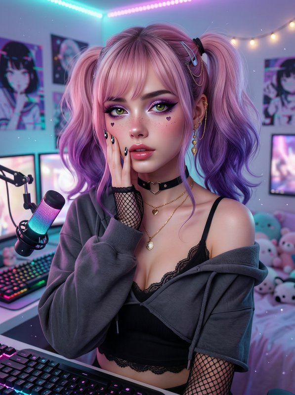 A stylized streamer portrait featuring a girl with | notyourcleo on ...
