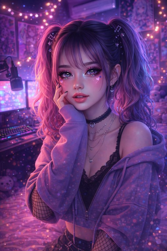 A stylized streamer portrait featuring a girl with | notyourcleo on ...